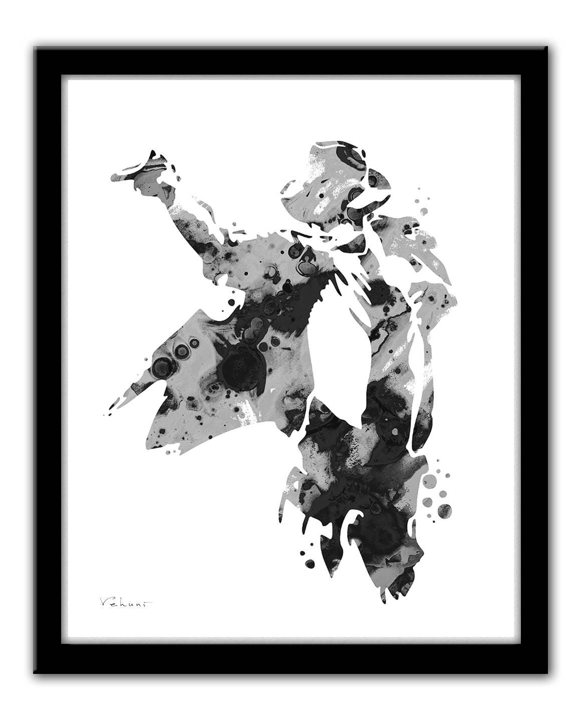 Michael Jackson Print, Black and White Michael Jackson Art Print ...