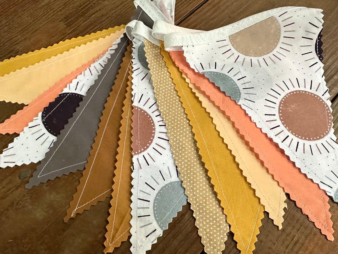 Boho Neutral Pennant Banner Bridal Baby Shower Warm Neutral Sun Banner ...