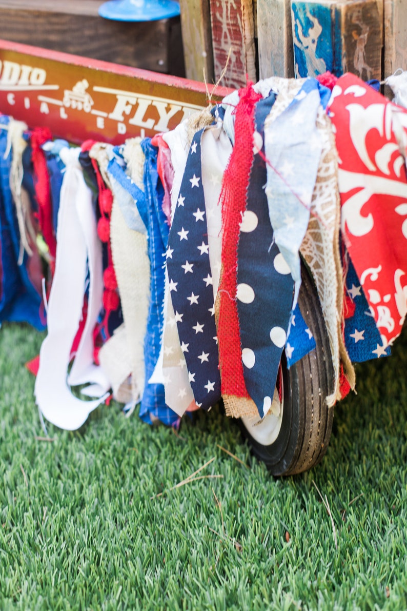 Patriotic Banner Red White Blue Bunting USA Fabric Banner - Etsy