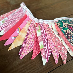 MINI Summer Pennant Banner Summer Bright Bunting Summer Pink Pennant ...