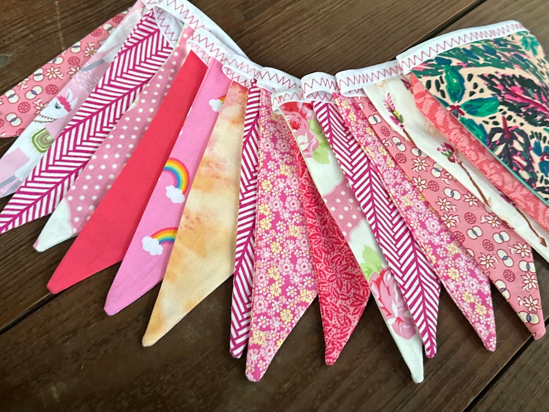 MINI Summer Pennant Banner Summer Bright Bunting Summer Pink Pennant ...
