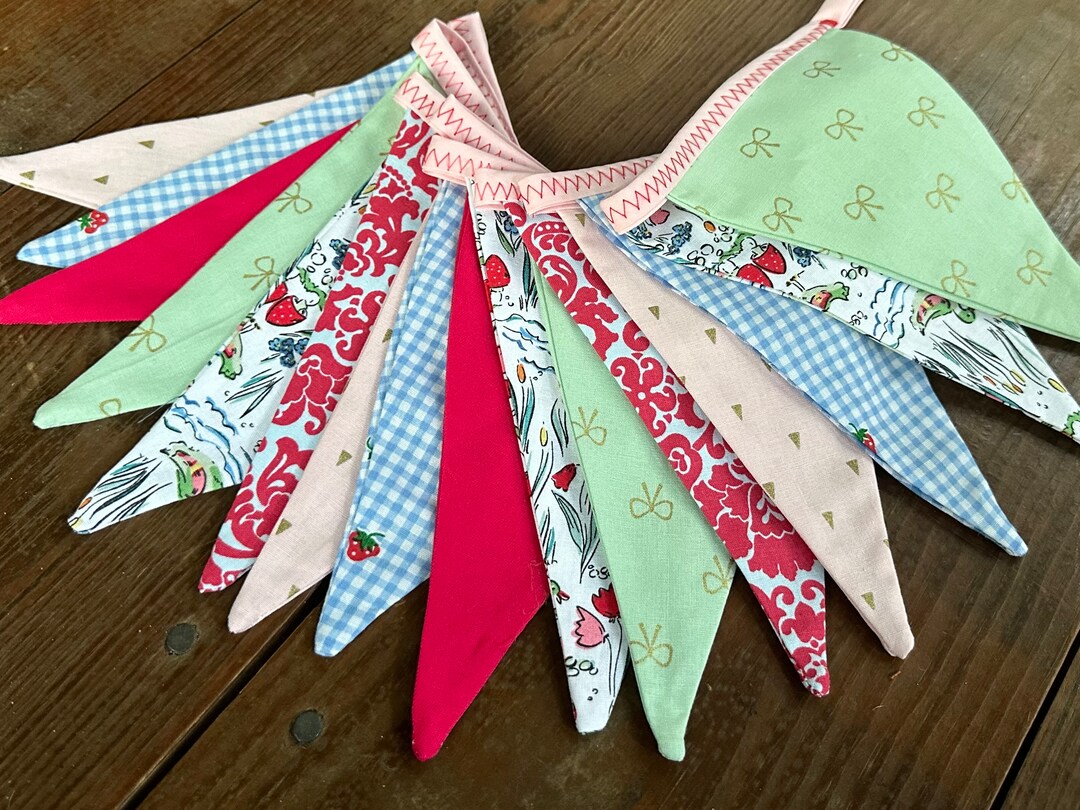 MINI County Fair Party Banner Cherry Fabric Bunting Summer Cherry Flags ...