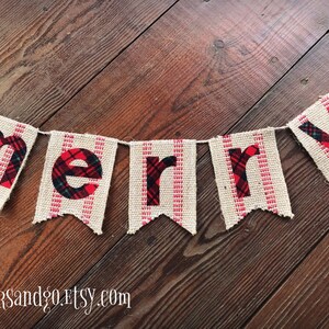 Mini Christmas Banner Merry Fabric Bunting Christmas Farmhouse - Etsy