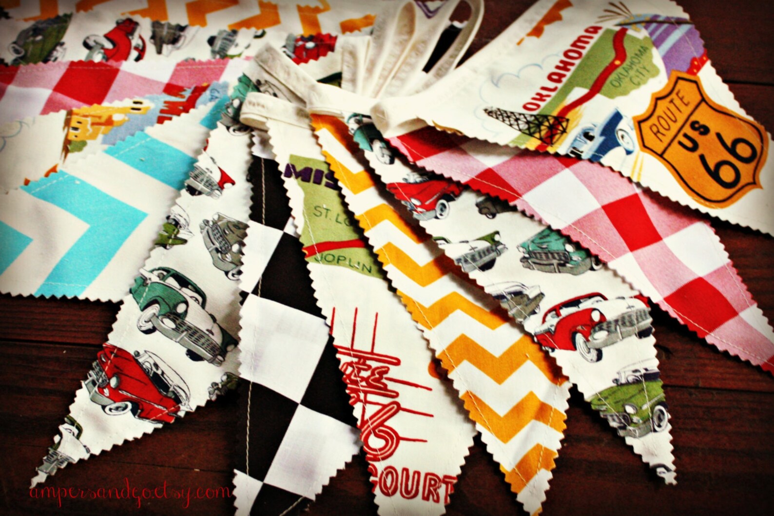 Vintage Car Banner Retro Car Route 66 Checkered Flag Bunting | Etsy