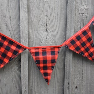 Lumberjack Fabric Bunting Pennant Flags Lumberjack Banner Buffalo Plaid ...