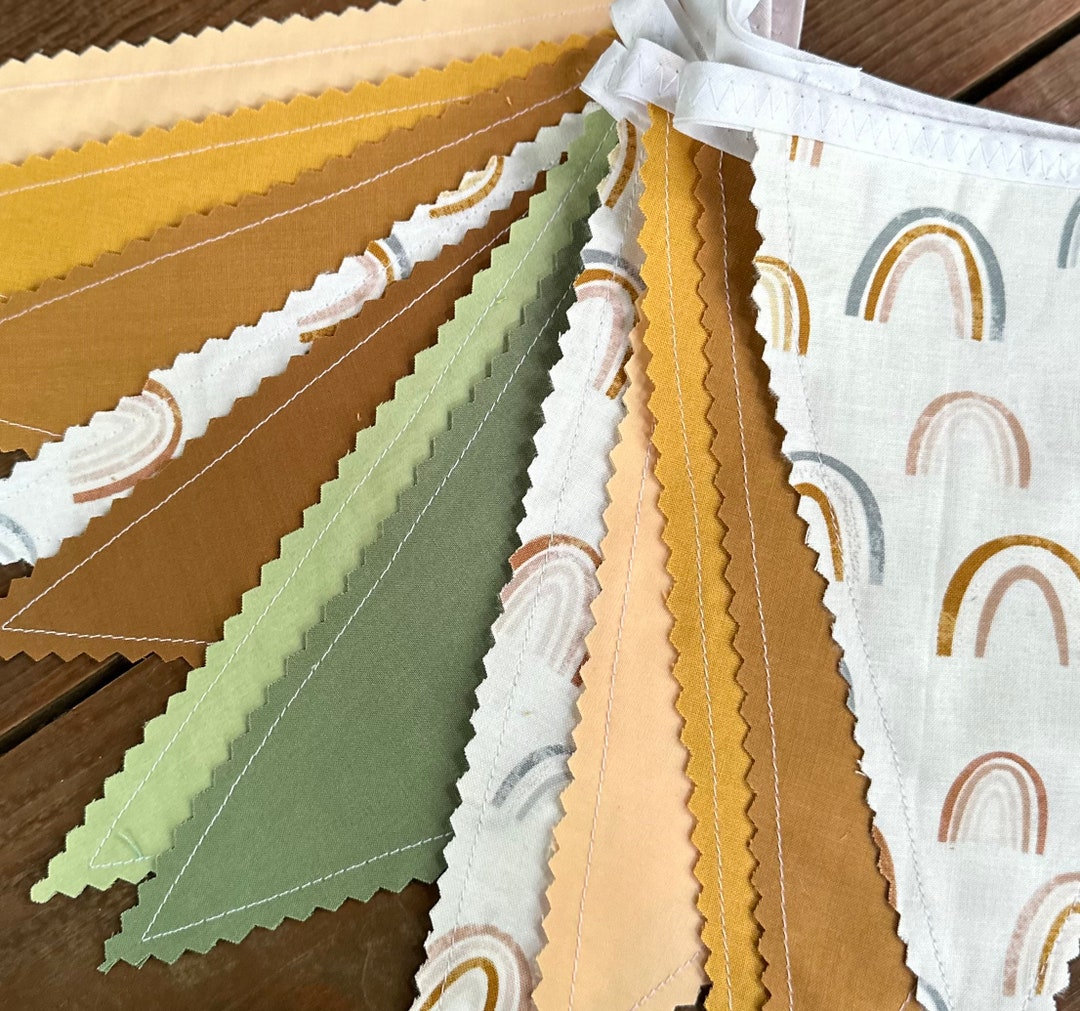 Boho Neutral Pennant Banner Bridal Baby Shower Warm Neutral Rainbow ...