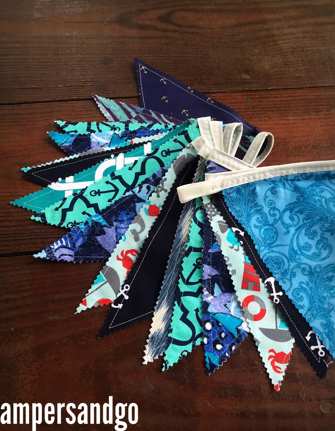 Nautical Banner Navy Teal Nautical Bunting Pennant Flags Navy Teal Baby ...