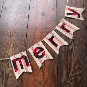 Mini Christmas Banner Merry Fabric Bunting Christmas Farmhouse - Etsy
