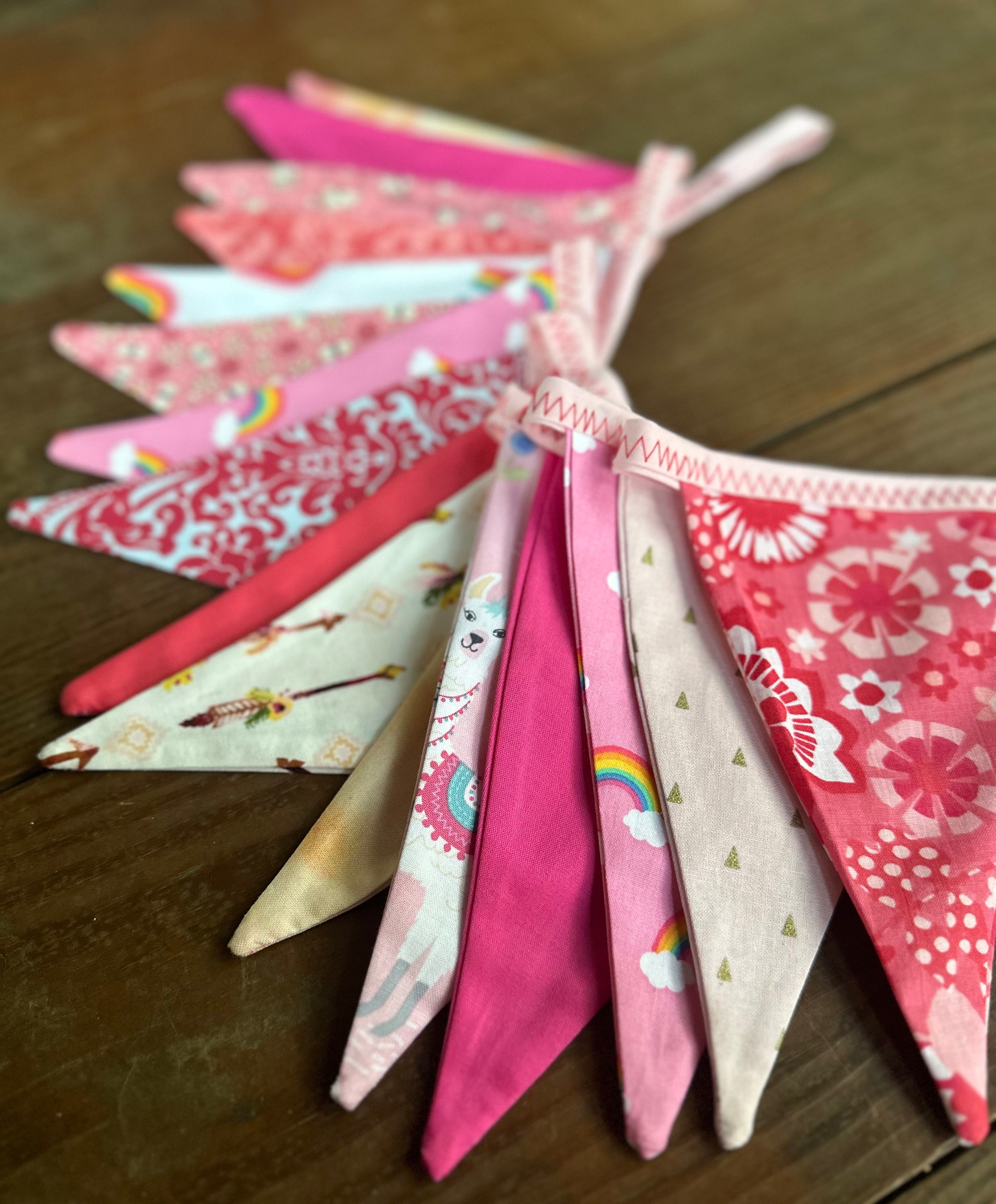 Pink Pennant Banner: Rainbow Fabric Bunting, Baby Shower Decor - Etsy