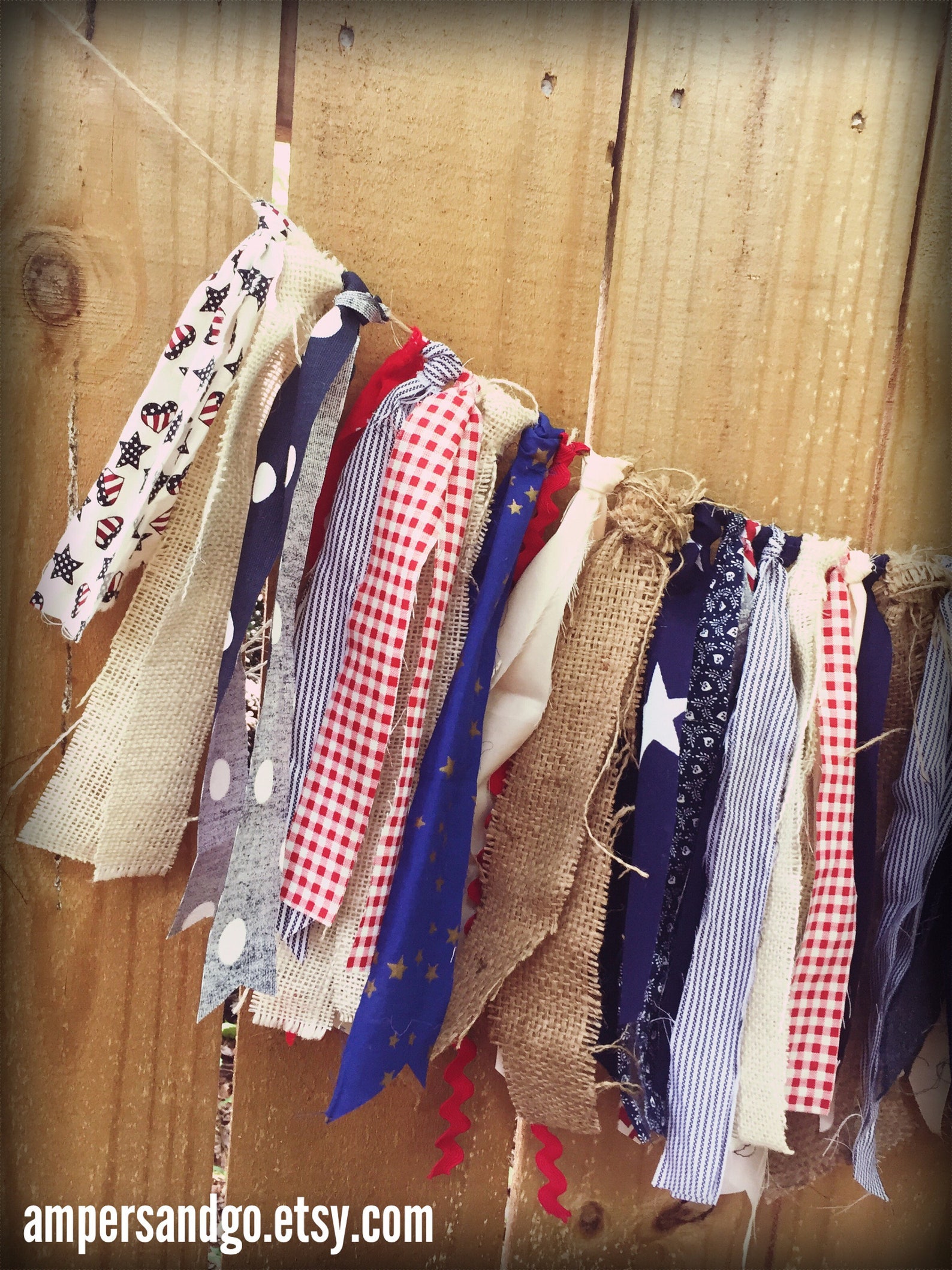 Patriotic Banner Red White Blue Bunting USA Fabric Banner - Etsy