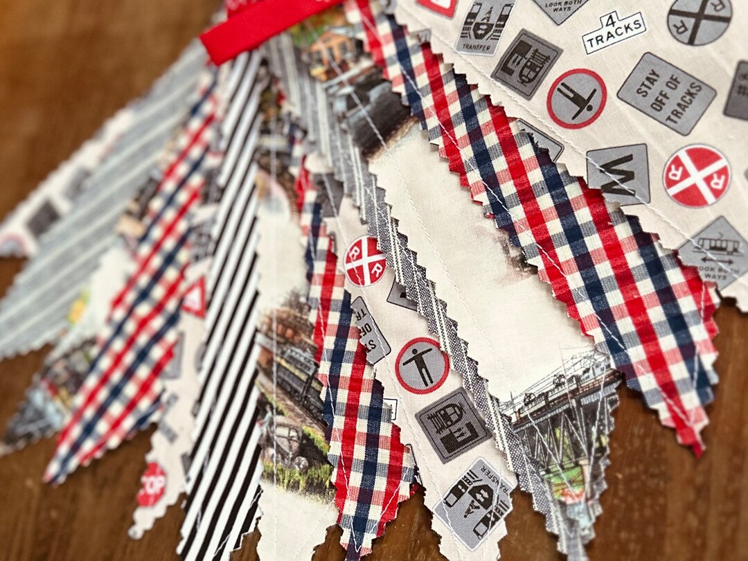 Vintage Train Banner Train Fabric Flag Bunting Vintage Train Baby ...