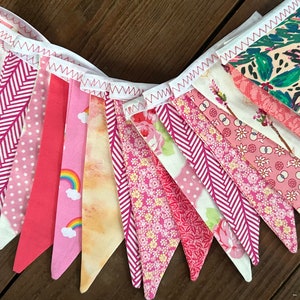 MINI Summer Pennant Banner Summer Bright Bunting Summer Pink Pennant ...
