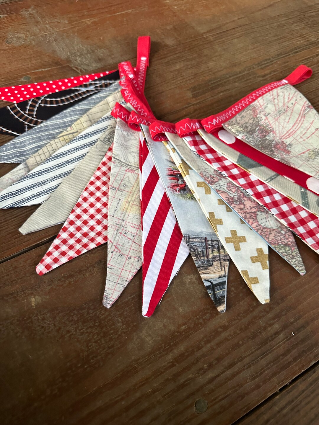 MINI Vintage Train Plane Party Banner Train Fabric Bunting Summer Flags ...