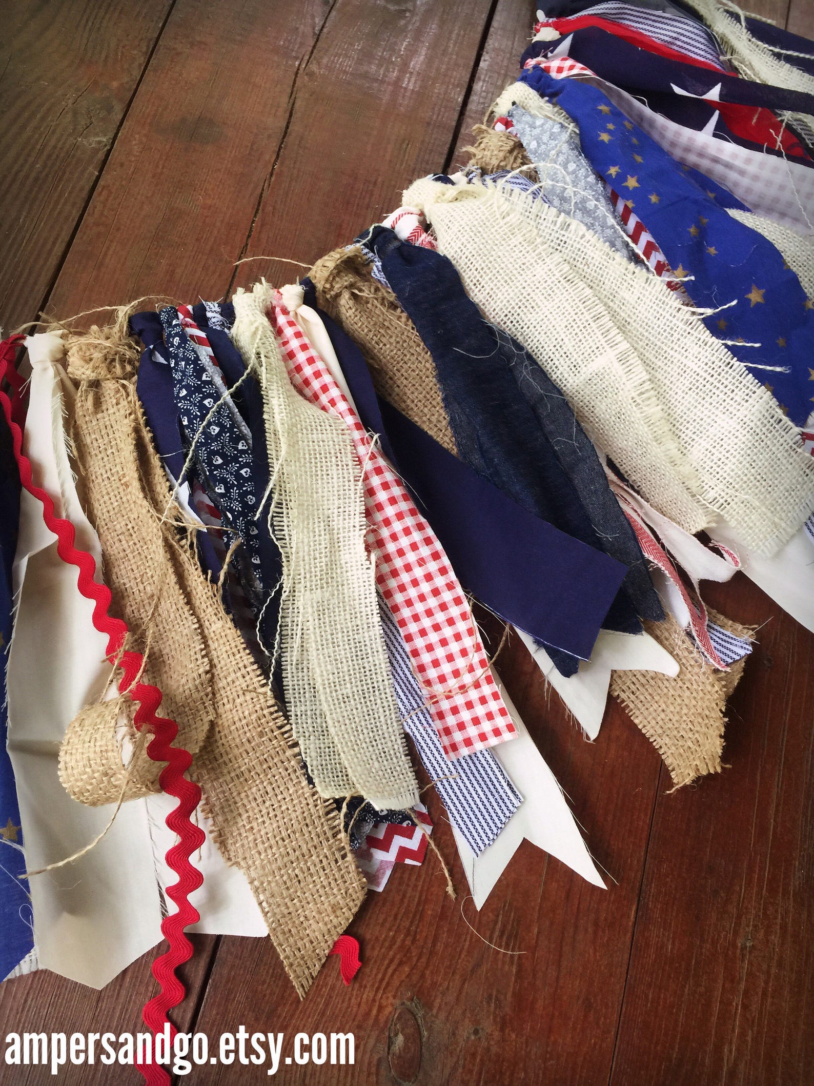 Patriotic Banner Red White Blue Bunting USA Fabric Banner - Etsy