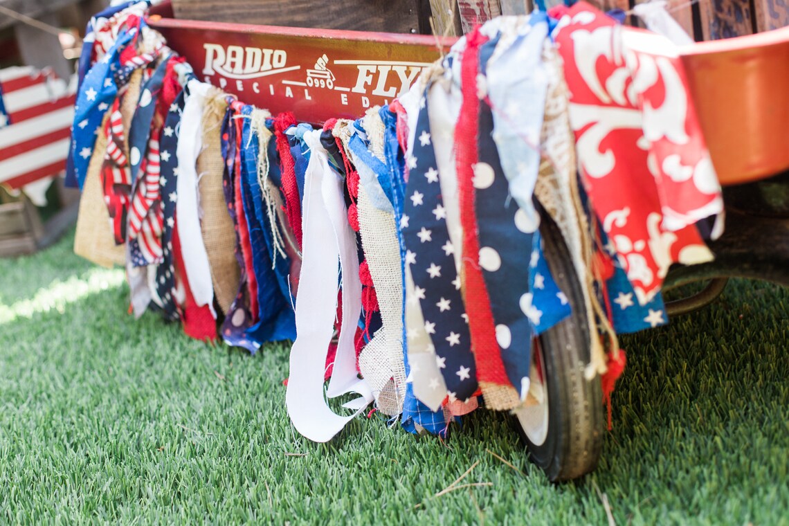 Patriotic Banner Red White Blue Bunting USA Fabric Banner - Etsy