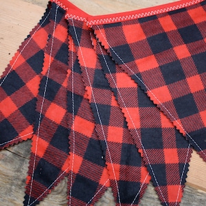 Lumberjack Fabric Bunting Pennant Flags Lumberjack Banner Buffalo Plaid ...