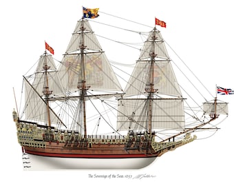 HMS Revenge 1577 English Galleon Profile Artwork A5 / A4 | Etsy