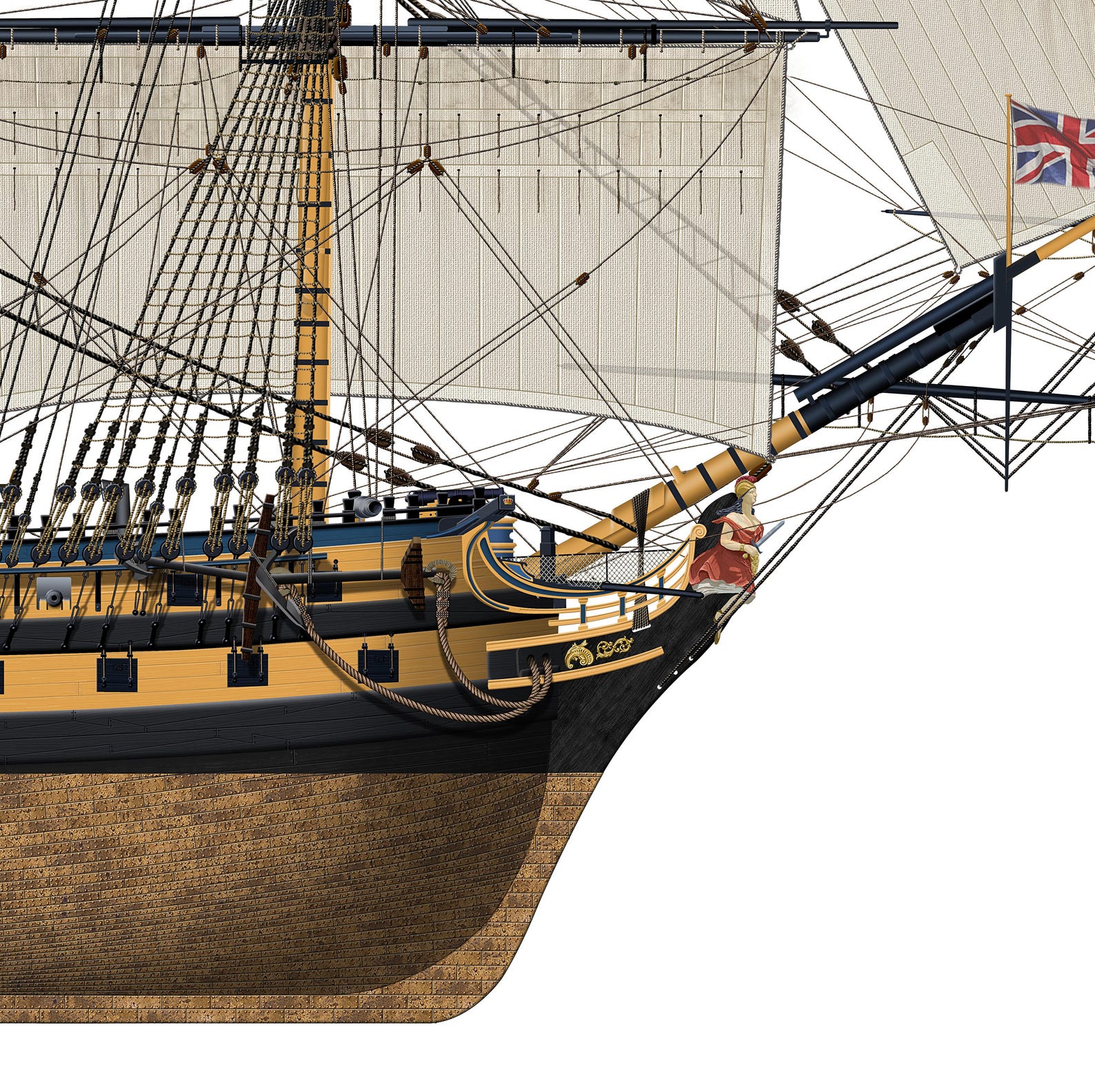 HMS Vanguard Vintage 74 Gun Warship 1787 Profile Artwork, A3 Glossy ...