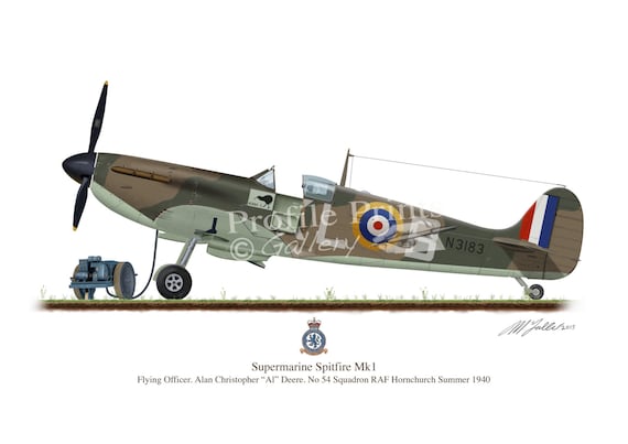 Supermarine Spitfire 1940 Vintage Aircraft Profil Artwork A3 | Etsy