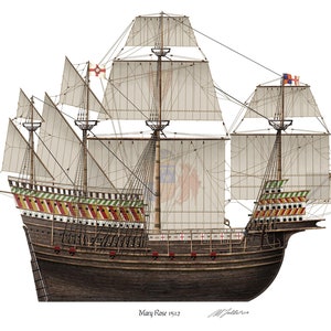 Mary Rose Tudor Warship Henry V111 Profile Artwork A3 Print - Etsy