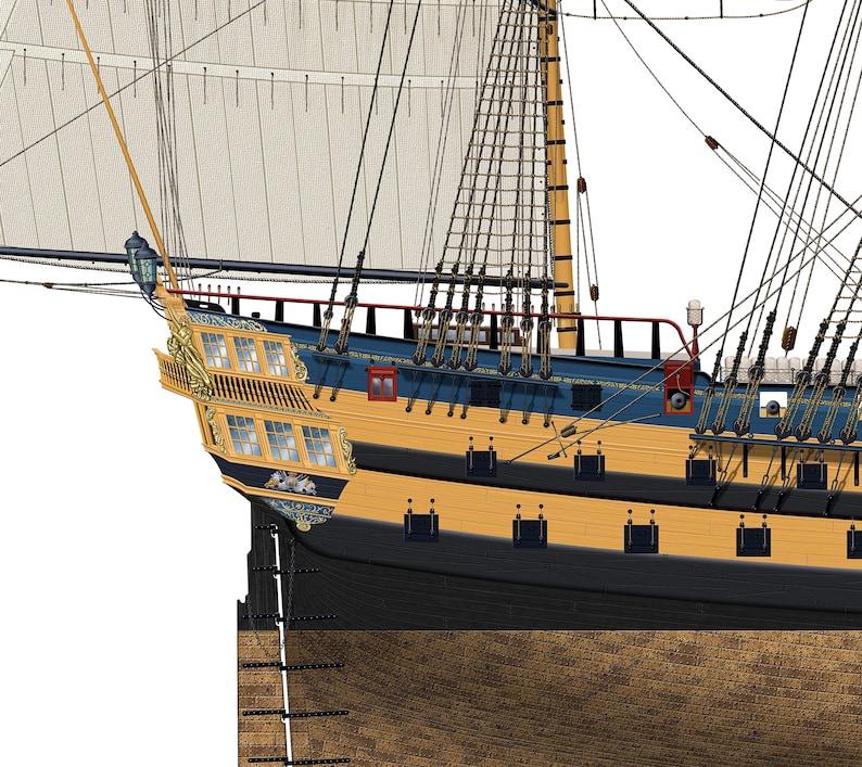 HMS Vanguard Vintage 74 Gun Warship 1787 Profile Artwork, A3 Glossy ...