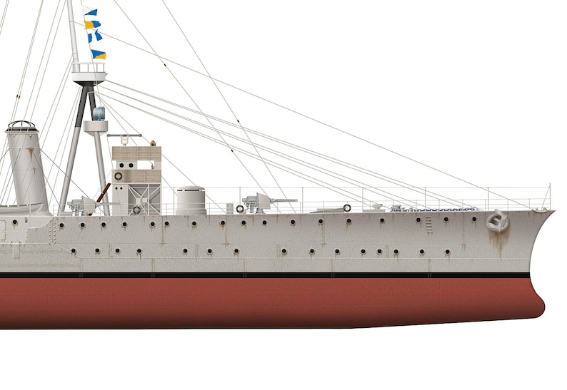 HMS Caroline 1914 Light Cruiser Profile Artwork A4/A5 Glossy Print ...