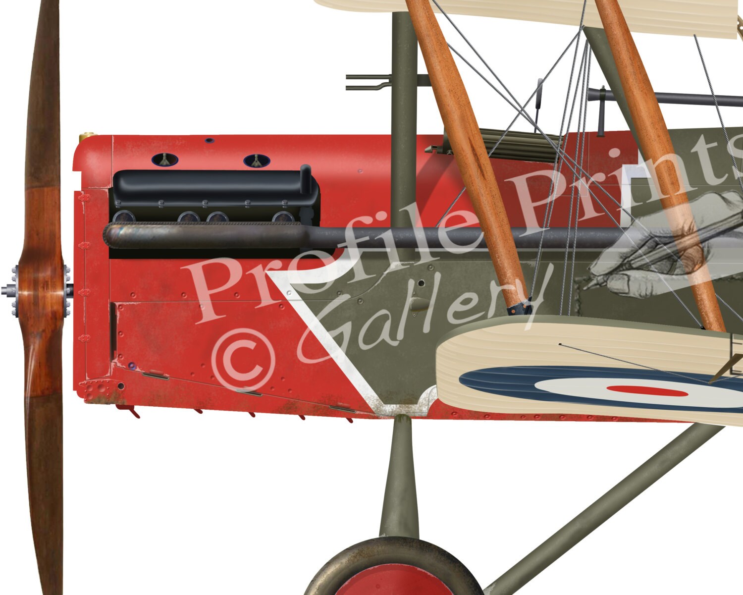 SE5A 1917 Vintage Aircraft Profile Artwork, A5 / A4 Glossy Print of ...