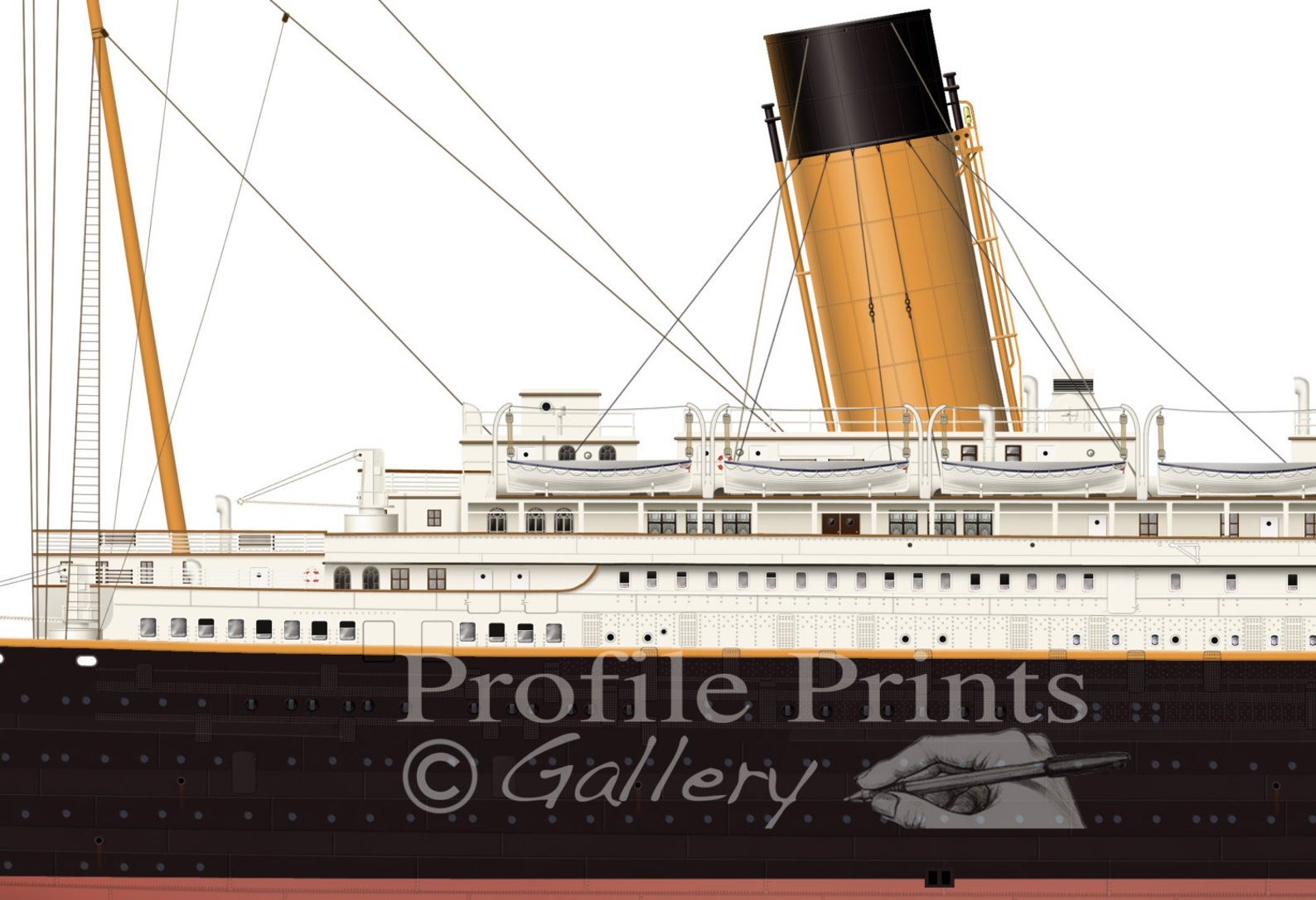 RMS Titanic 1912 Profile Artwork A4 Glossy Print, British Passenger ...