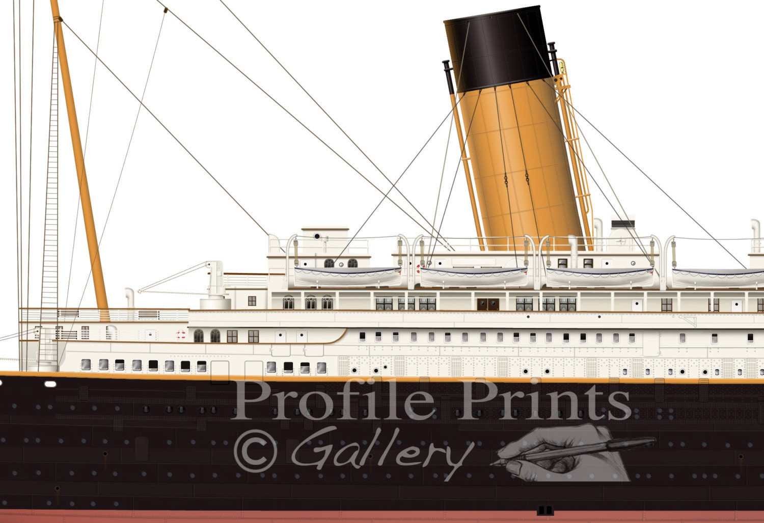 RMS Titanic 1912 Profile Artwork A3 Print, British Passenger Liner ...