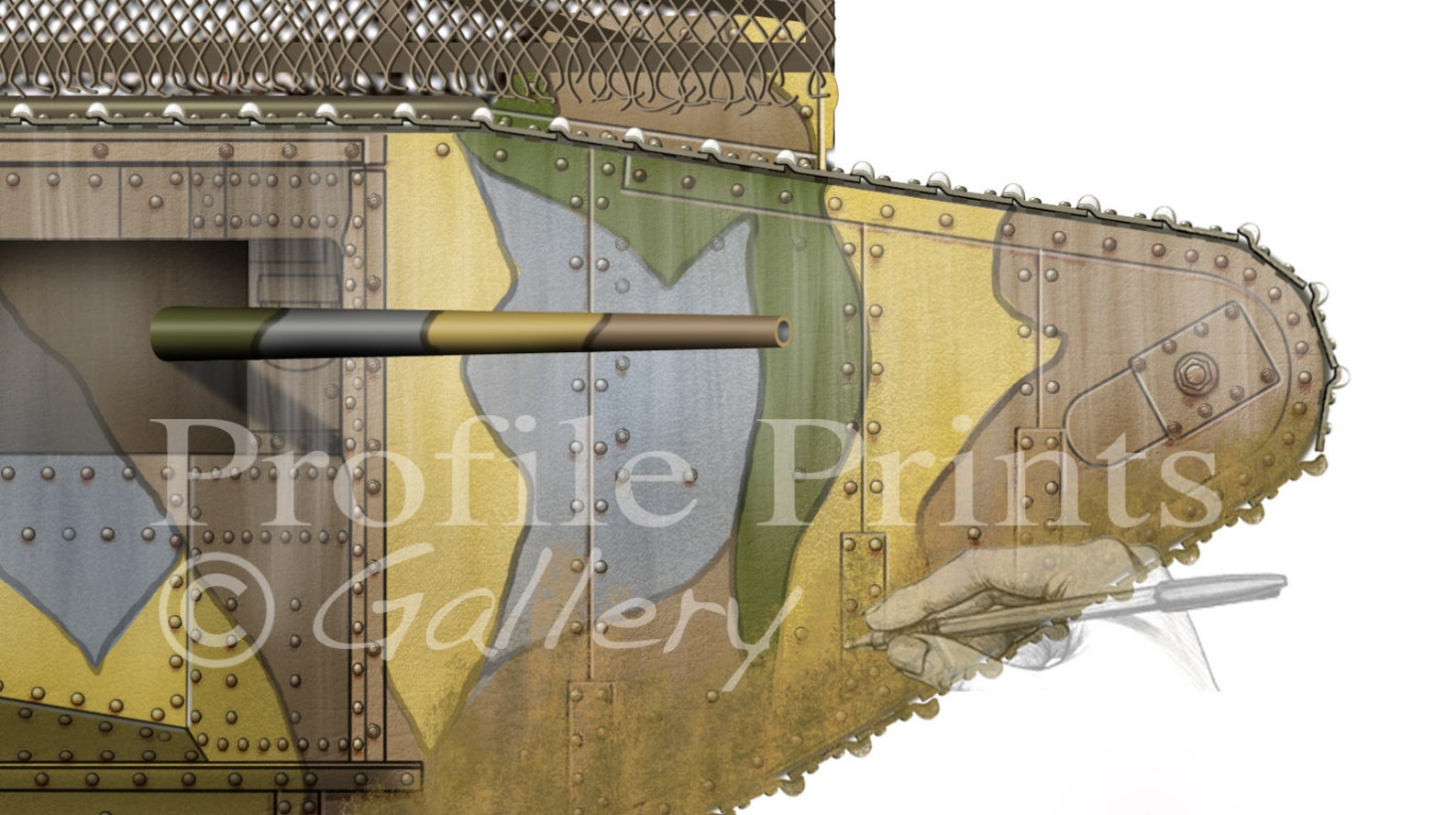 Mk1 British Tank Print: 1916 WWI Profile Artwork (A3) - Etsy