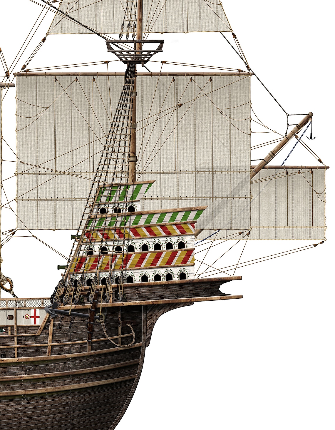 Mary Rose Tudor Warship Henry V111 Profile Artwork, A5 / A4 Glossy ...