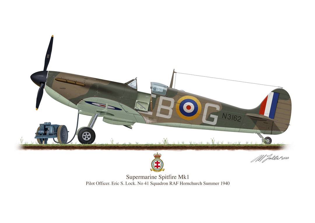 Supermarine Spitfire Vintage Aircraft 1940 Eric Lock Profile Artwork ...