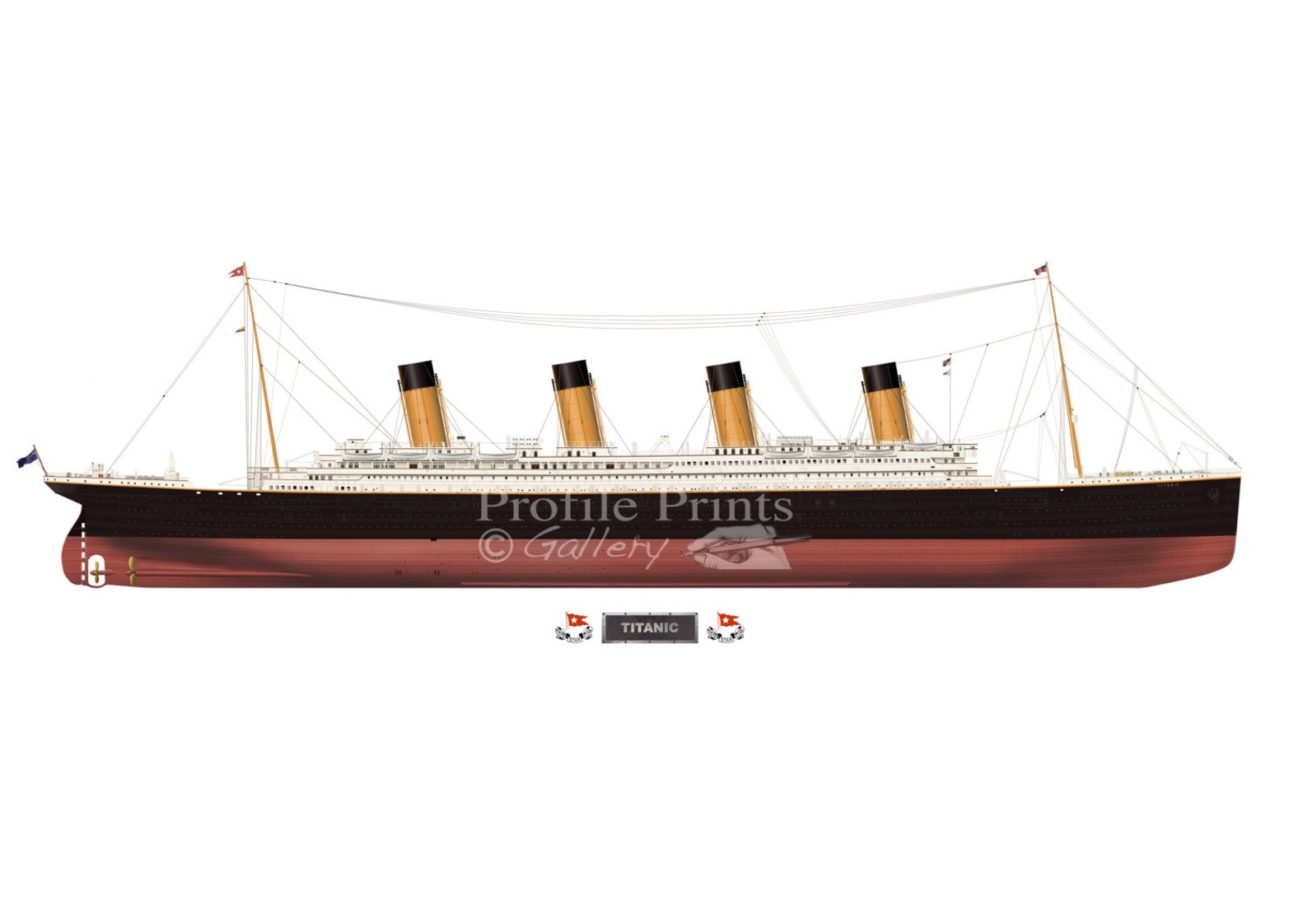 RMS Titanic 1912 Profile Artwork A4 Glossy Print, British Passenger ...