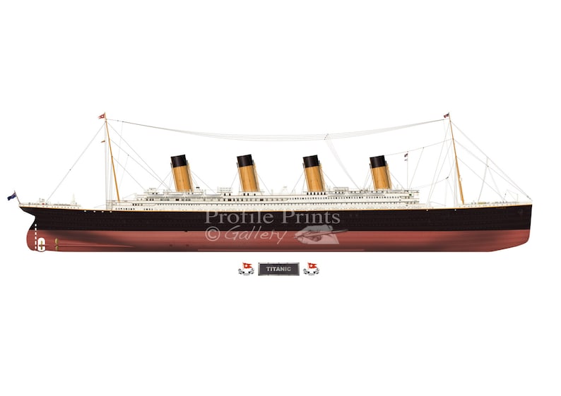 Buy RMS Titanic 1912 Profile Artwork A4 Glossy Print, British Passenger ...