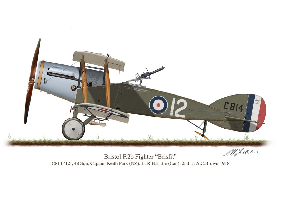 Bristol F2b Vintage Aircraft Biplane Profile Artwork A5 / A4 - Etsy España