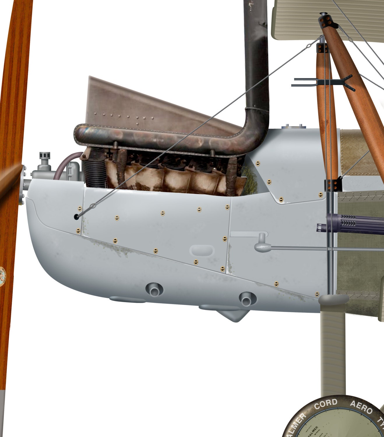 RE8 Vintage Aircraft Profile Artwork, A3 Print of First World War WW1 ...