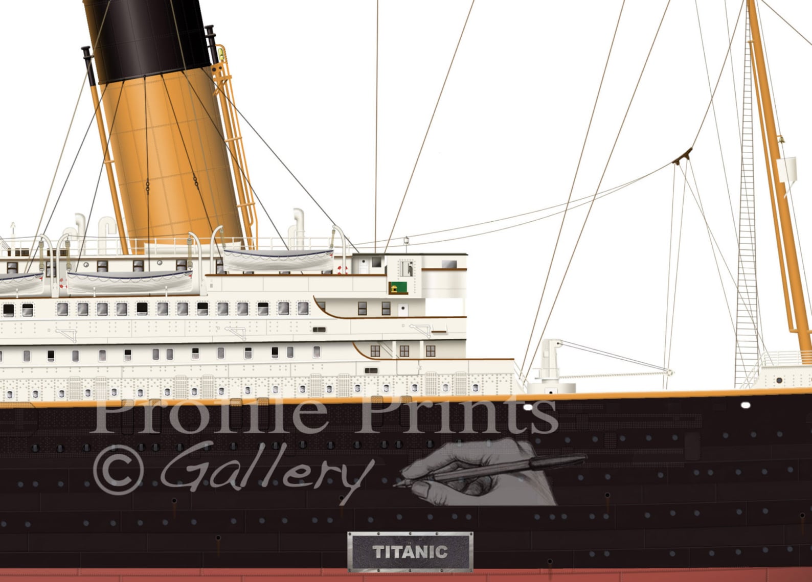 RMS Titanic 1912 Profile Artwork A4 Glossy Print, British Passenger ...