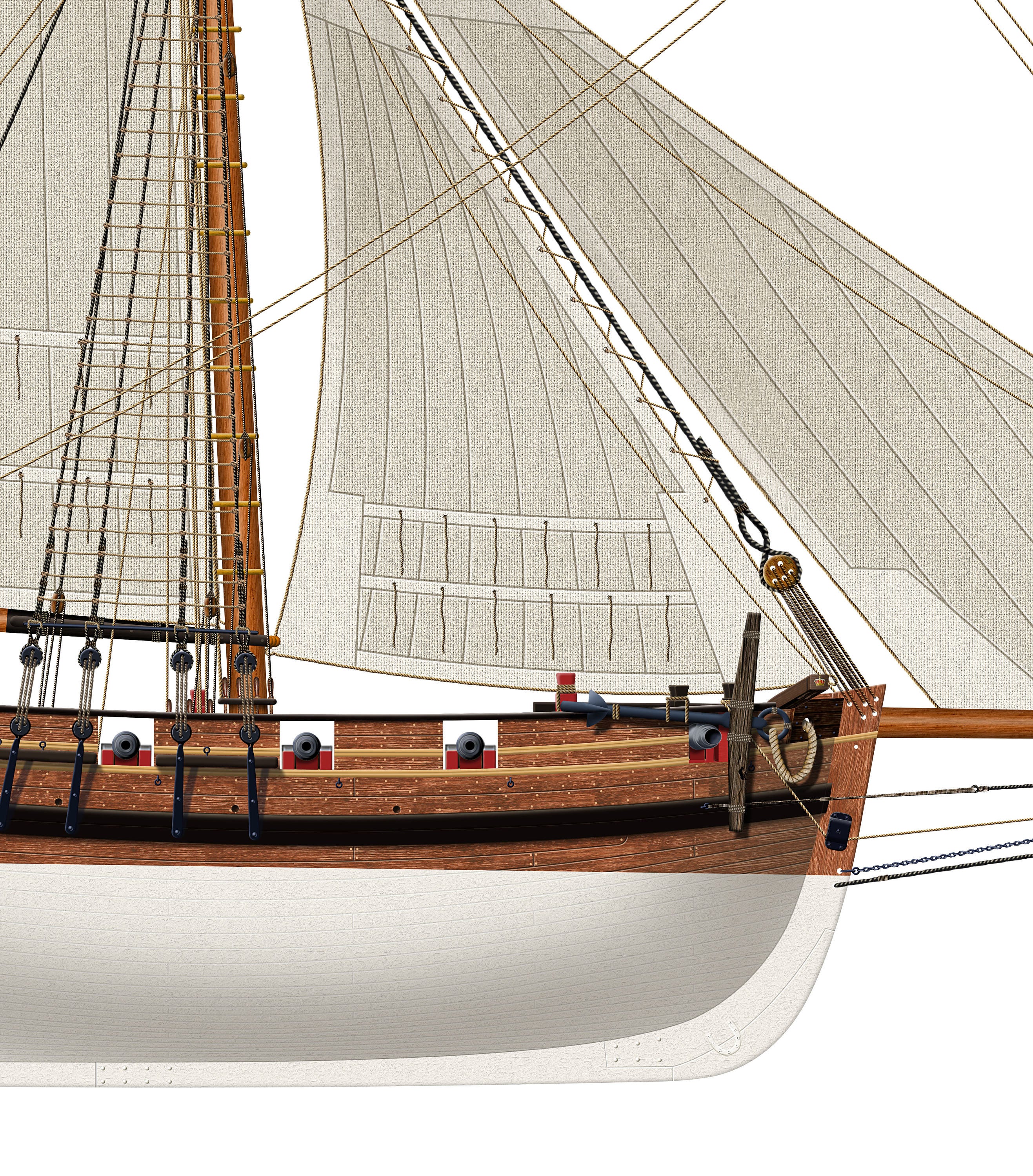 British Revenue Cutter 1799 Profile Artwork, A5 / A4 Glossy Print ...