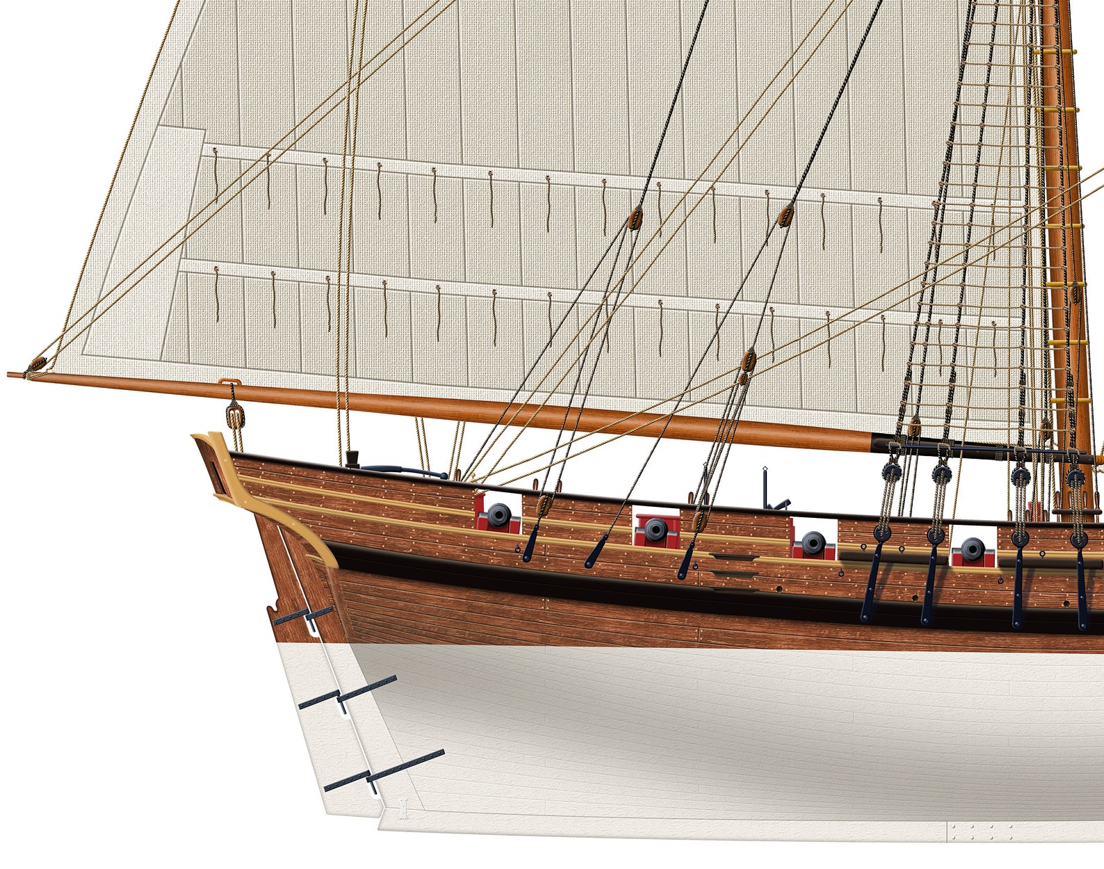 British Revenue Cutter 1799 Profile Artwork, A5 / A4 Glossy Print ...