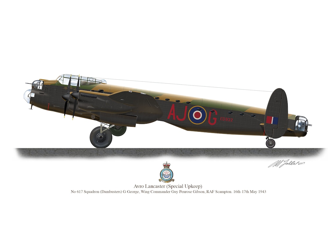 Avro Lancaster Dambusters Aircraft 1943 Guy Gibson 617 Squadron Profile ...