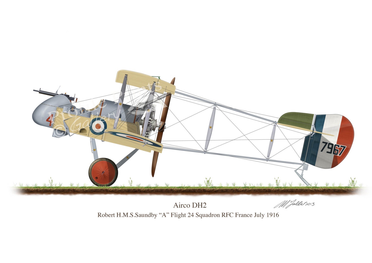AIRCO DH2 1916 Vintage Aircraft Profile Artwork A3 Glossy - Etsy