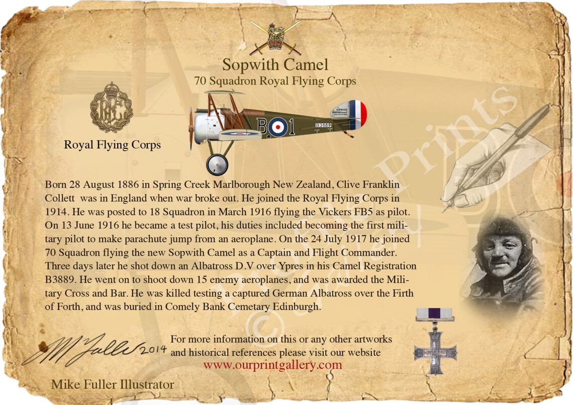 Sopwith Camel 1917 Vintage Aircraft Profile Artwork, A3 Glossy Print of ...