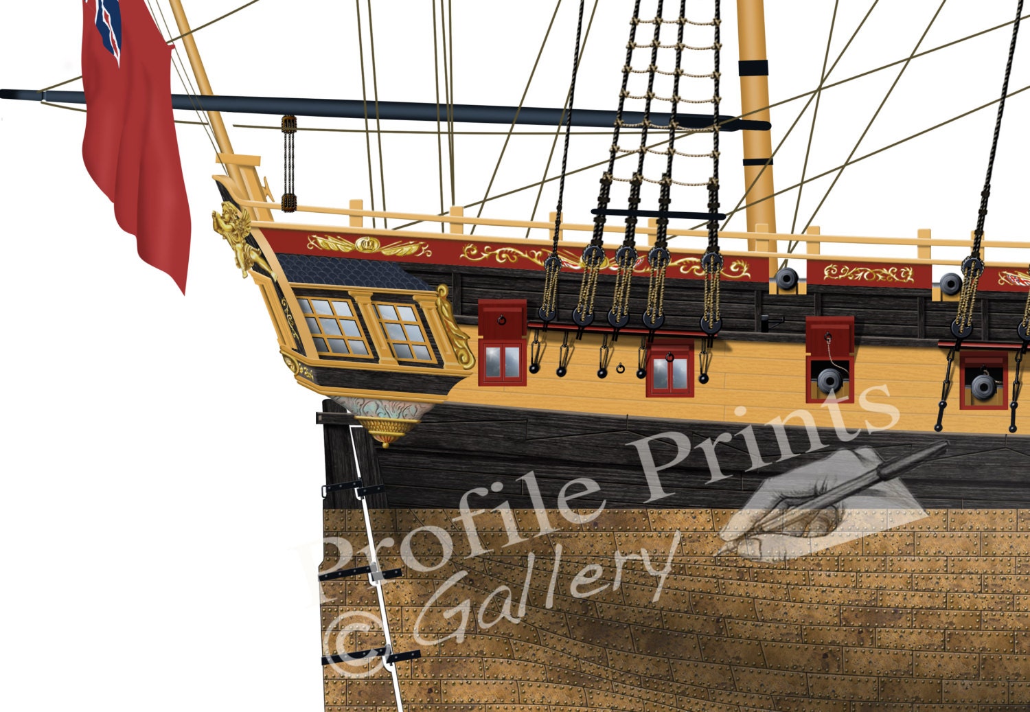 HMS Dido Vintage 28 Gun British Frigate 1787 Profile Artwork, A3 Glossy ...