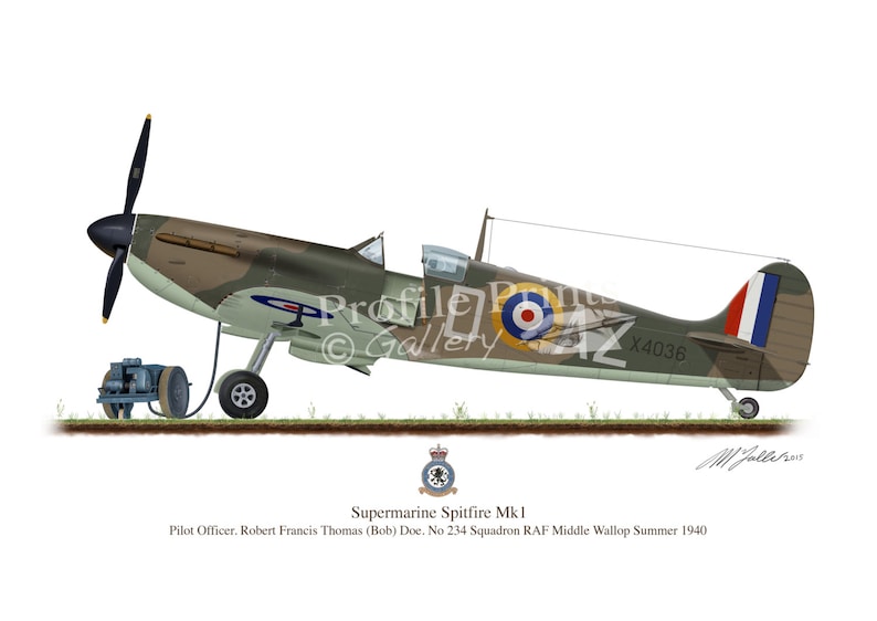Supermarine Spitfire 1940 Vintage Aircraft Profile Artwork, A3 Print of ...