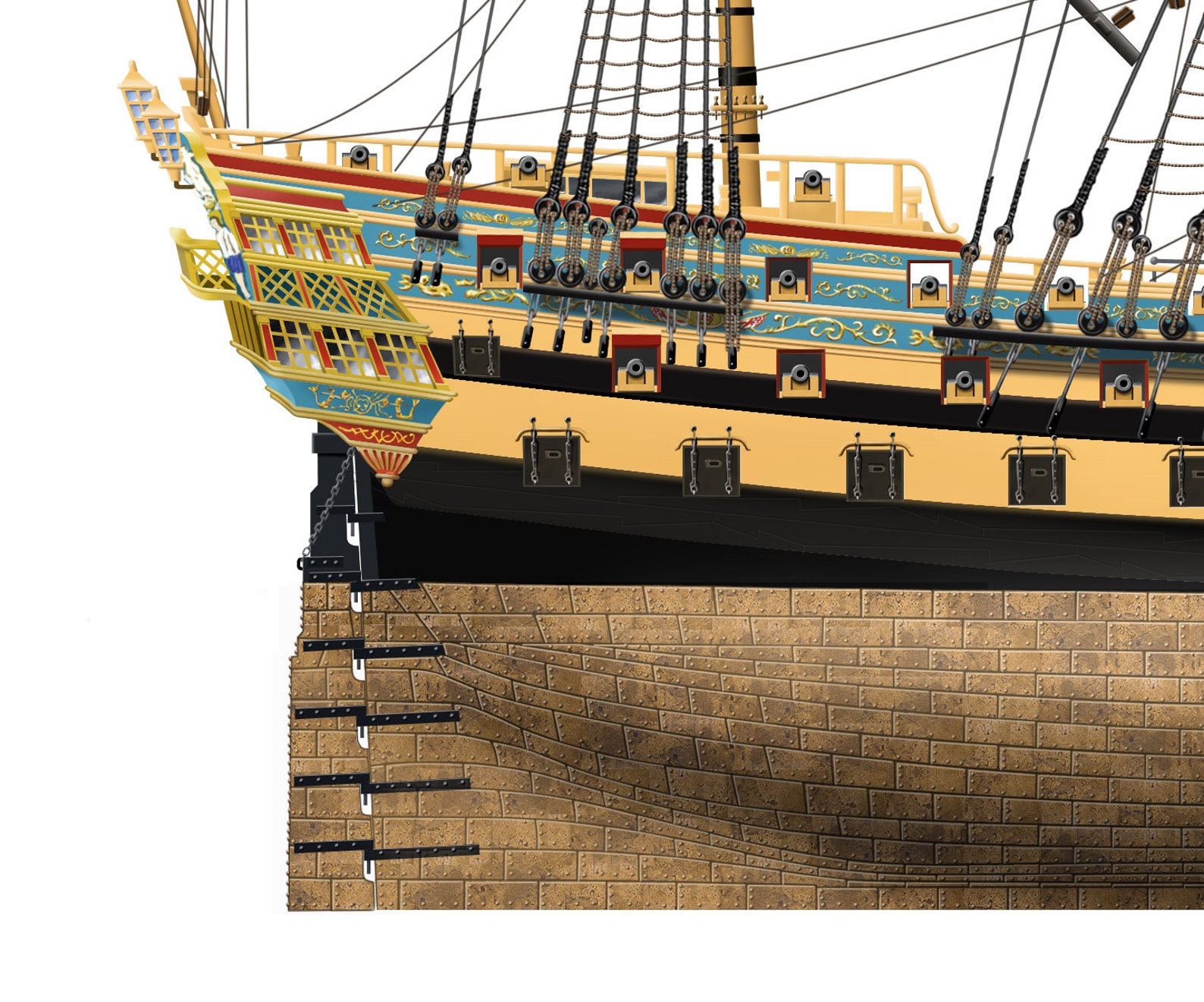 HMS Bellona 1760 Vintage Ship of the Line Profile Artwork A5 / A4 ...