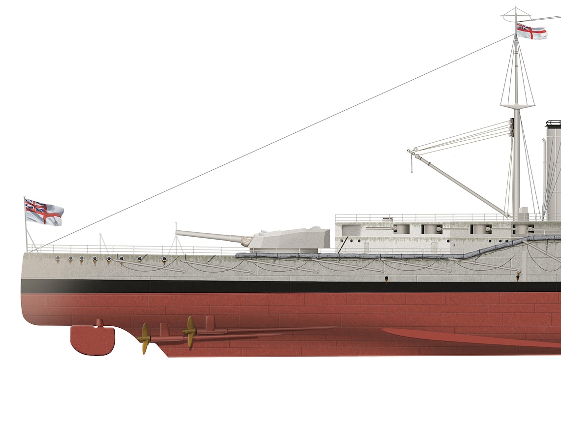 HMS Lion Battleship Print: 1910 Royal Navy Warship Artwork (A4 Glossy ...