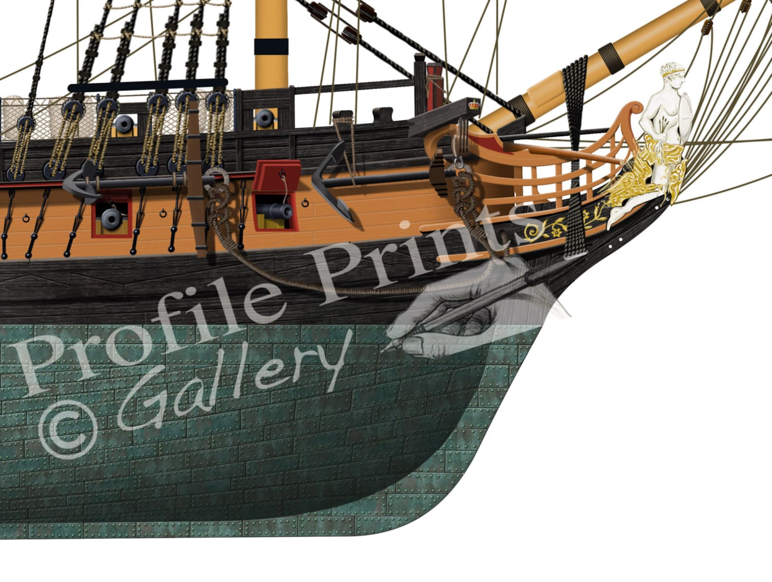 HMS Euryalus Frigate Print: Royal Navy Warship, Battle of Trafalgar (A4 ...
