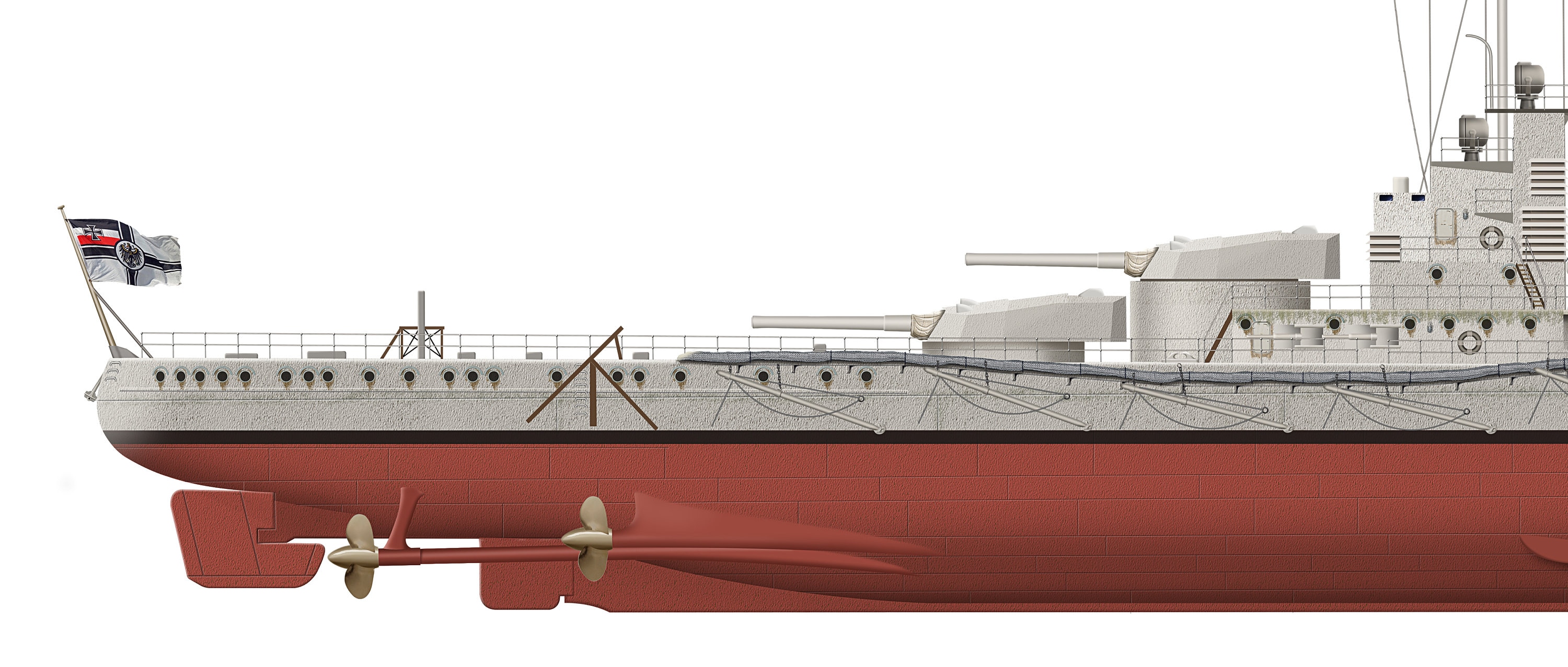SMS Seydlitz Vintage German Battleship Profile Artwork, A3 Print Battle ...
