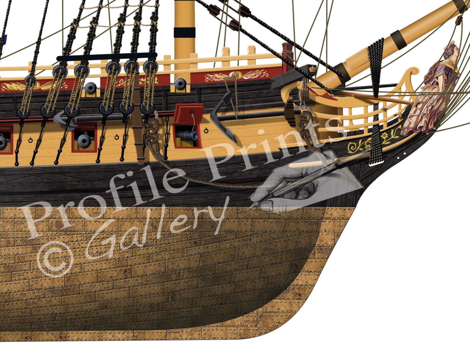 HMS Dido Vintage 28 Gun British Frigate 1787 Profile Artwork, A3 Glossy ...