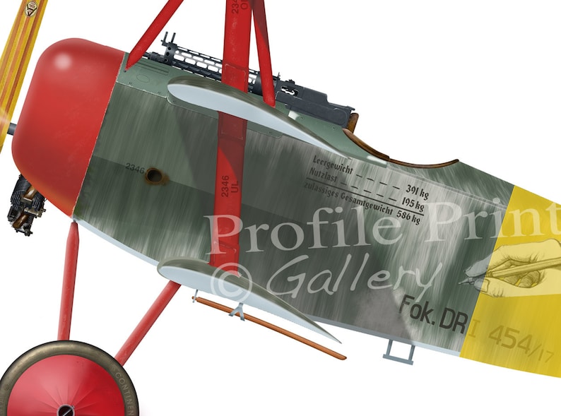 Fokker DR1 Vintage Aircraft Profile Artwork, A3 Glossy Print of First ...